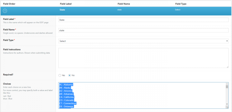 List of US States for Select Dropdown Field in ACF - WP For The Win